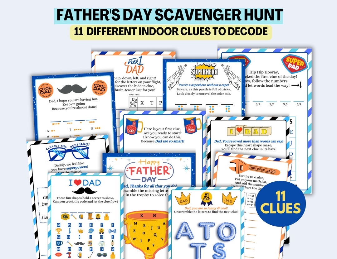 Fathers Day Scavenger Hunt Printable, Fathers Day Treasure Hunt for ...
