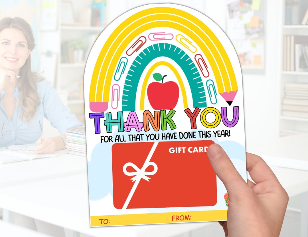 End of Year Gift for Teacher Summer Teacher Gift Card Holder, Thank You ...