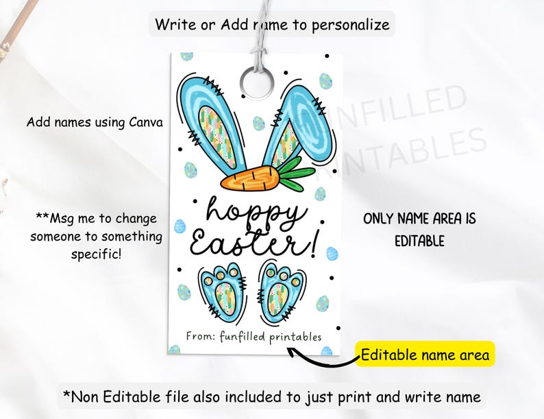 Hoppy Easter Tag, Easter Treat Bag Tags, Easter Tags for Kids, Easter ...