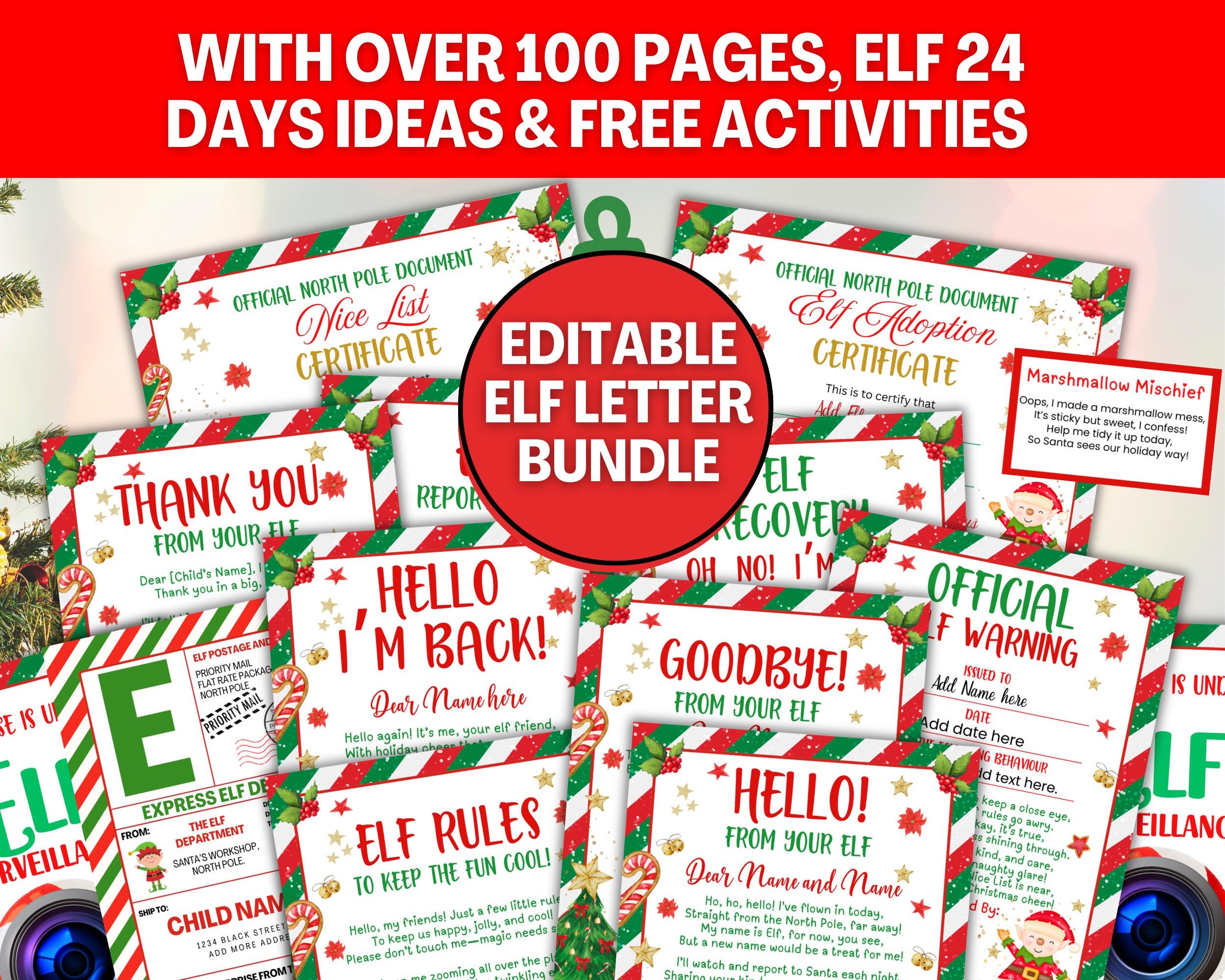 Elf Arrival Letter Editable Elf Letter Bundle, Printable Elf Letter Set ...