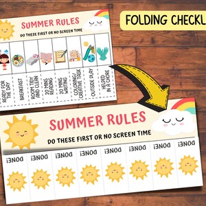Summer Rules, Kids Summer Chore Chart, Summer Screen Time Checklist ...