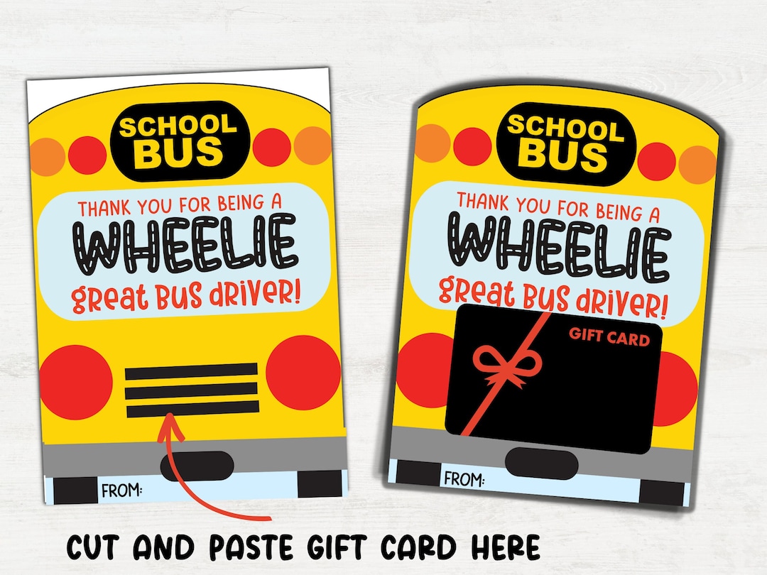 Bus Driver Gift Card Holder Printable, Bus Driver Thank You, Bus Driver ...