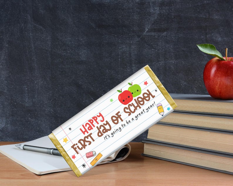 Back to School Chocolate Bar Wrapper, Candy Bar Wrapper, First Day of ...