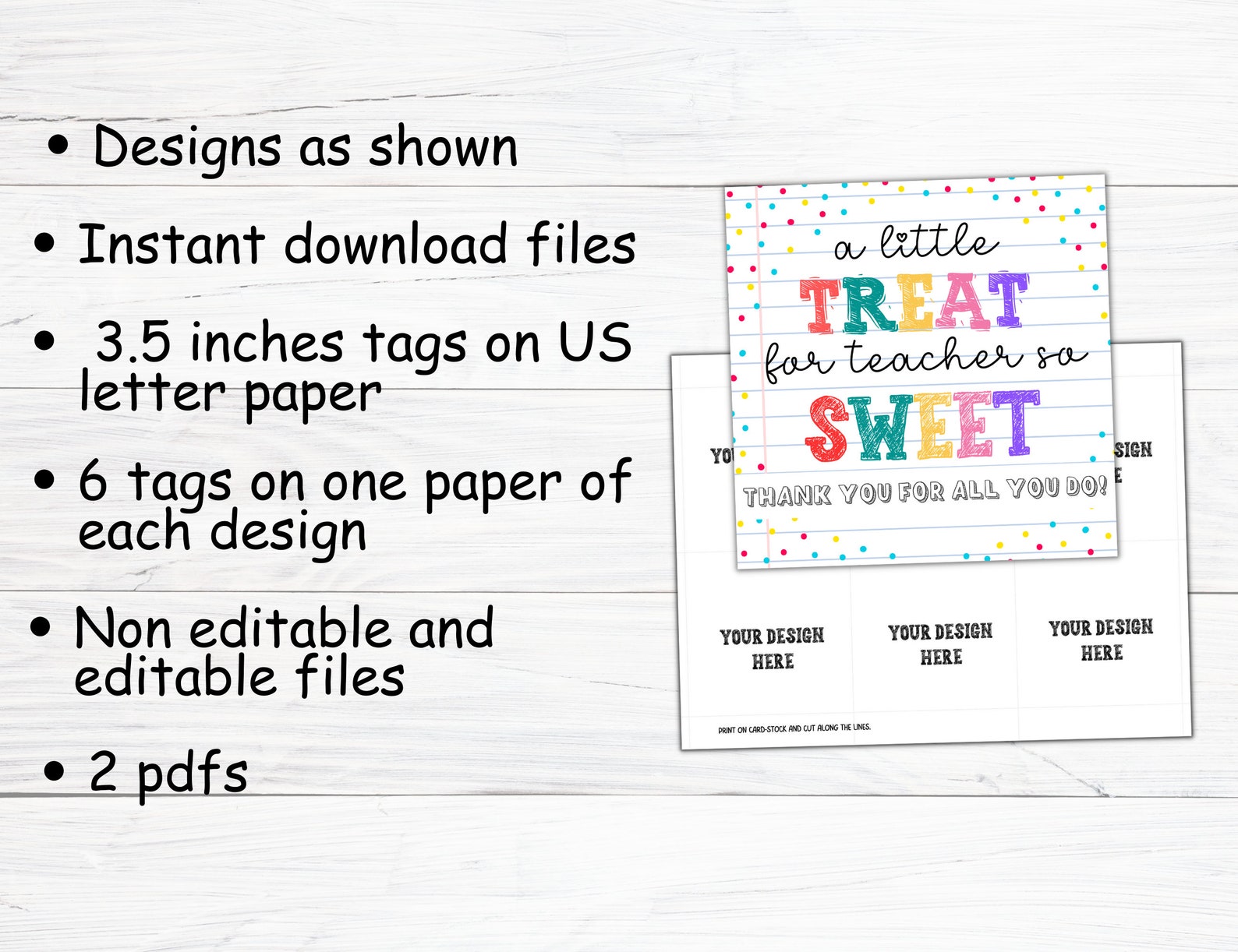 Teacher Sweet Treat Tag, Teacher Appreciation Tag, Teacher Thank You ...