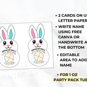 Easter Play Dough Gift Tag Printable, Easter Bunny Playdough Holder ...