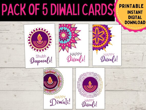 Printable Diwali Card Diwali Cards Set Happy Diwali Card - Etsy