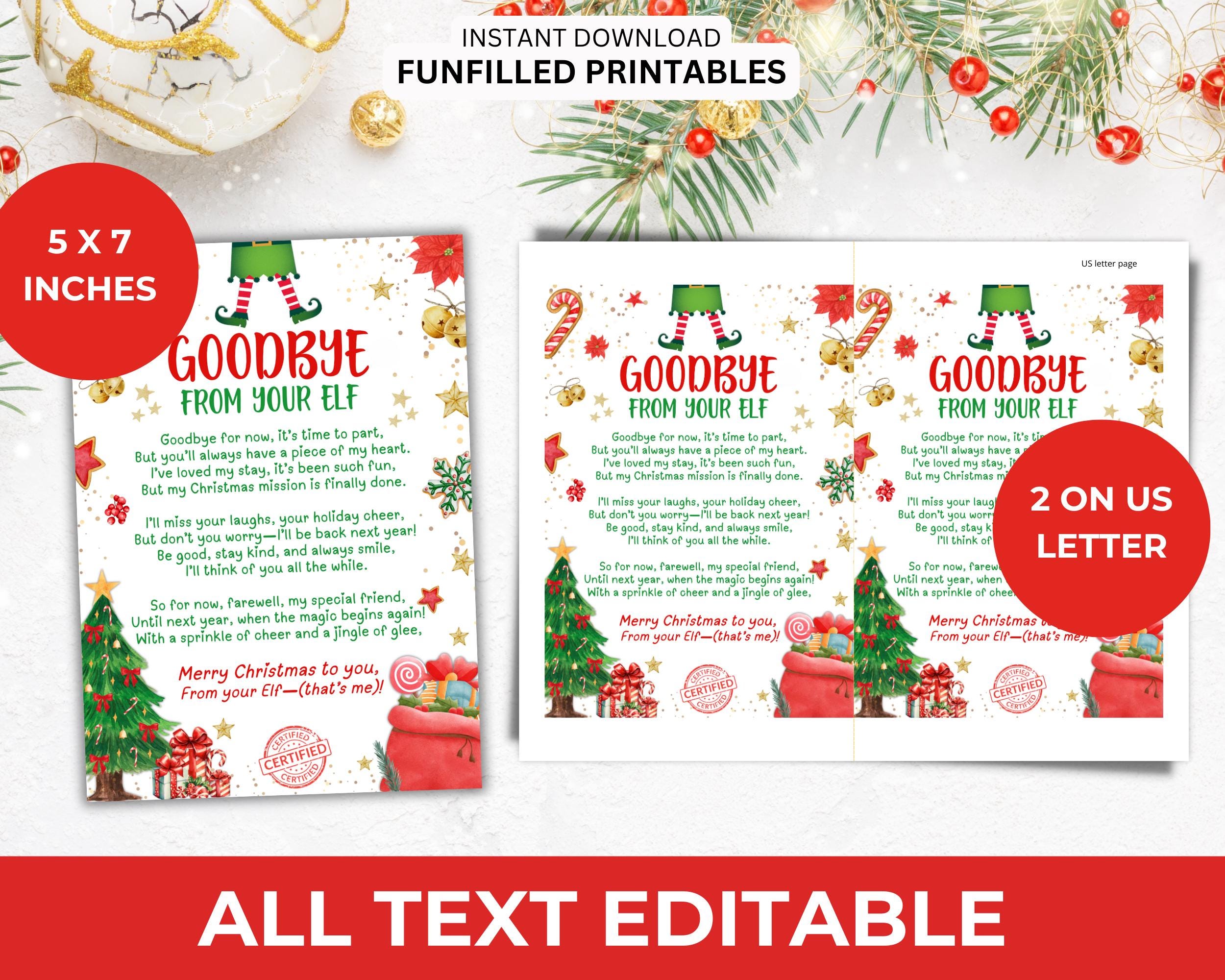 Elf Goodbye Letter, Editable Elf Departure Letter, Christmas Elf ...