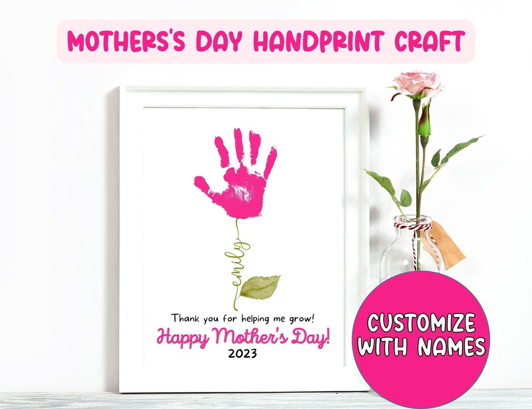 Mother's Day Handprint Craft Personalized, Flower Handprint Art With ...