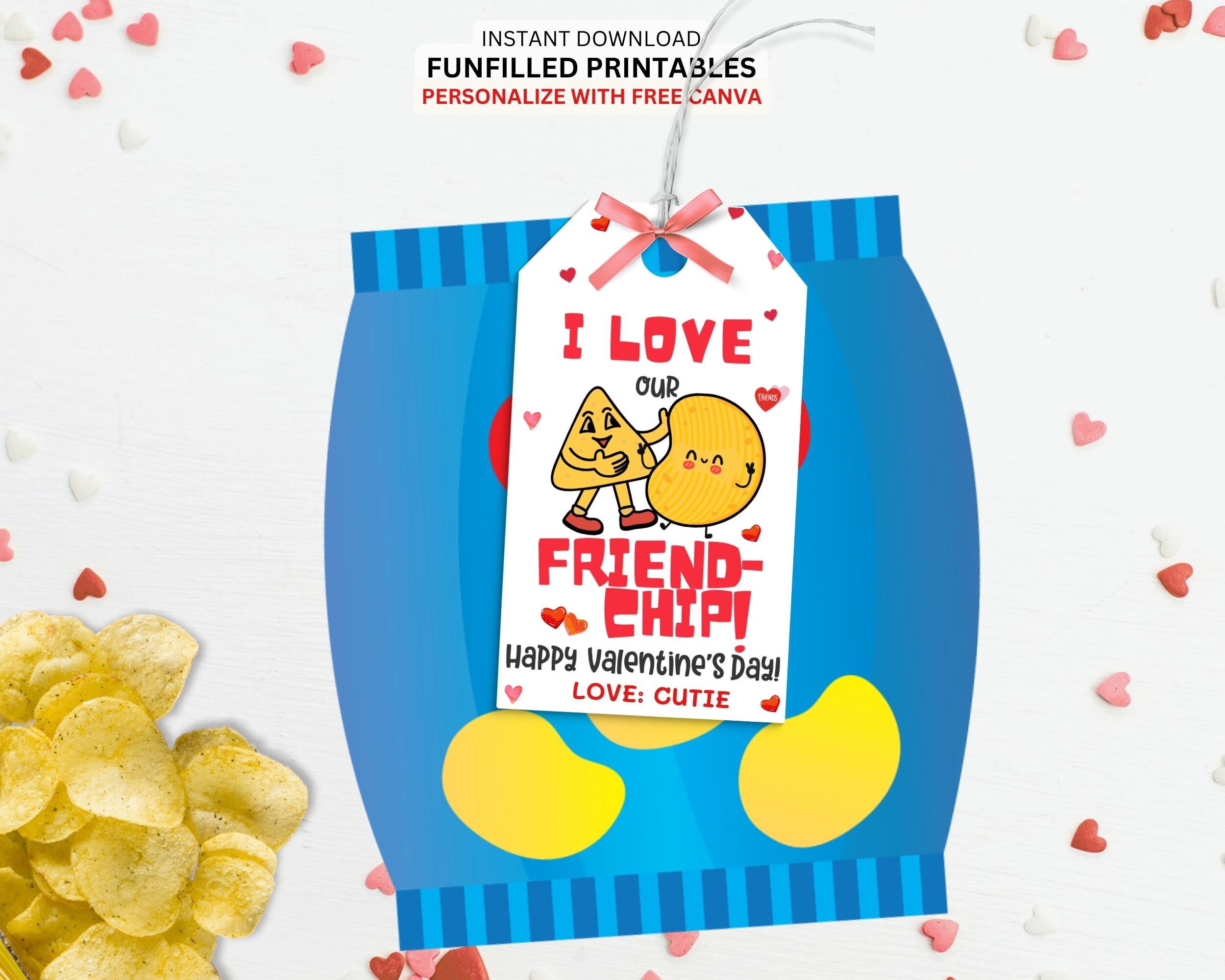 Valentines Chip Bag Tag, Kids Classroom Valentines Day Gifts for School ...