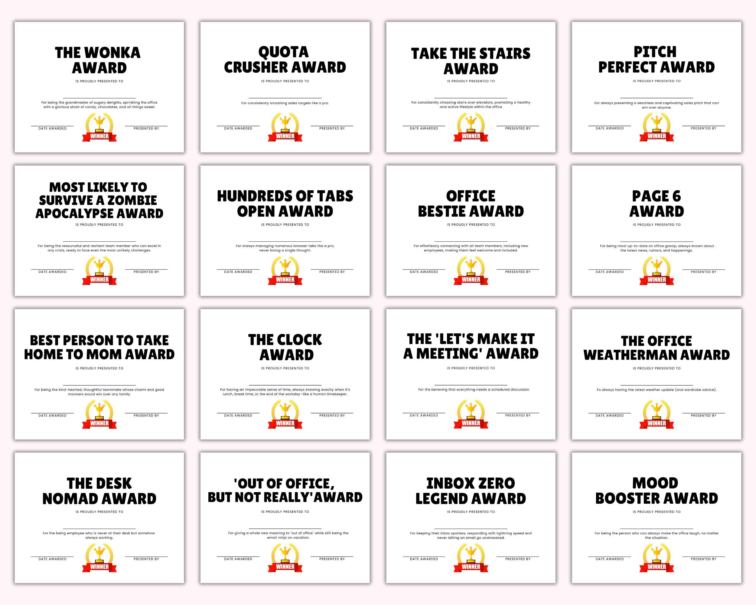 Funny Employee Awards Printable, Staff Employee Appreciation Award ...