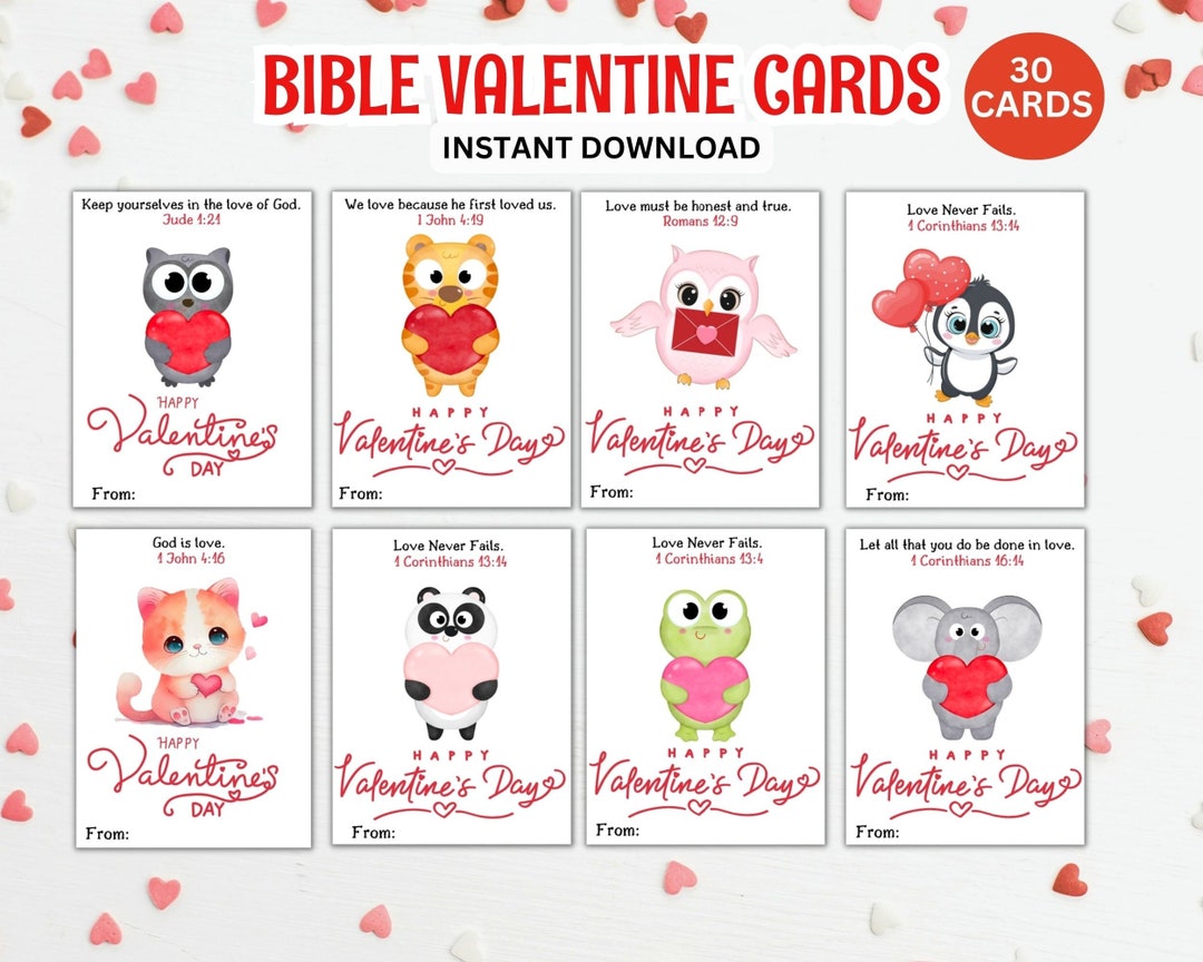 Bible Valentines Scripture Cards, Christian Valentines Cards, Bible Day ...