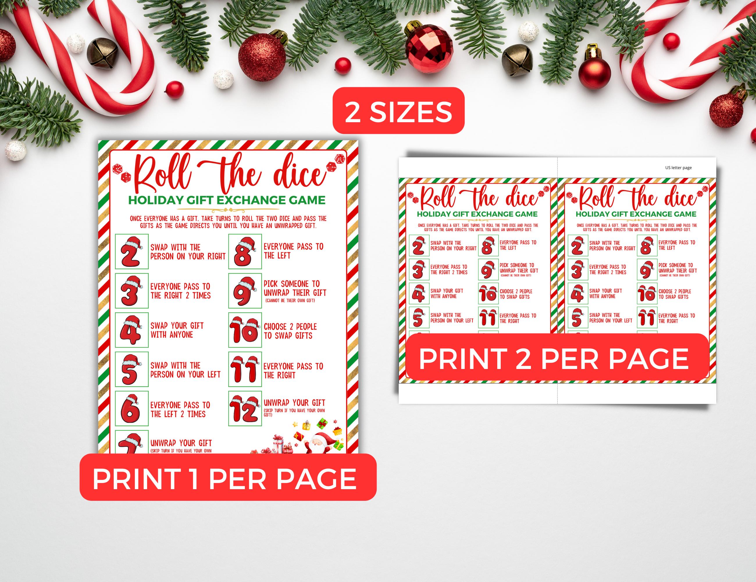 Roll the Dice Christmas Gift Exchange Game, Christmas Dice Game ...
