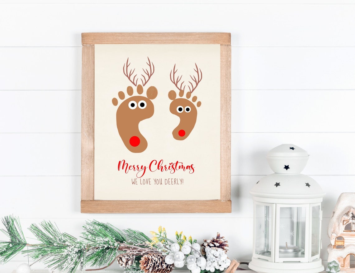 Reindeer Footprint Craft Art for Christmas Reindeer Feet - Etsy