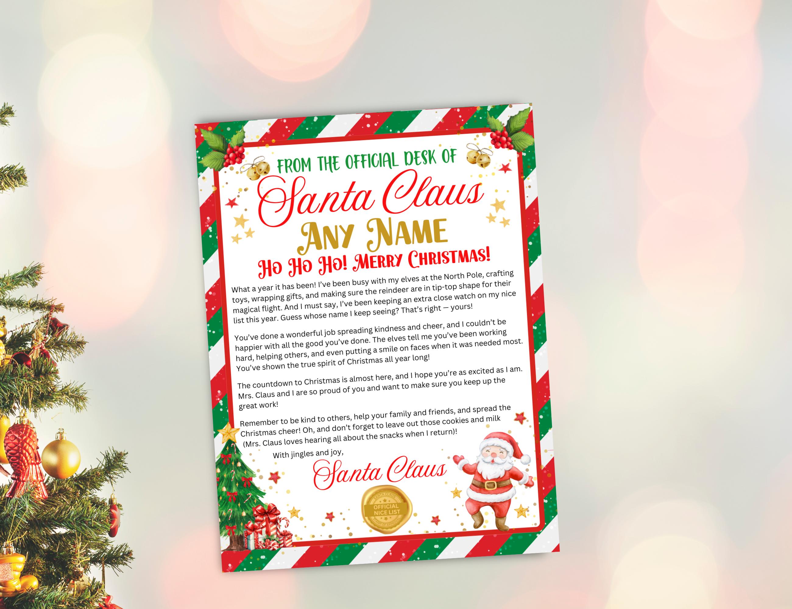 EDITABLE Letter From Santa Template, Official Santa Letter, Santa ...