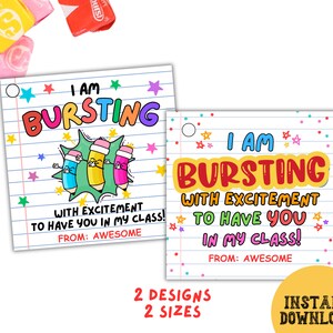 First Day of School Tag Starburst Gift Tag Back to School Bursting With ...