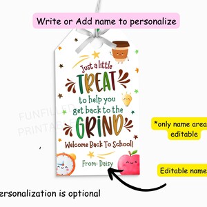 Welcome Back to the Grind First Day of School Teacher Gift Tag, Back to ...