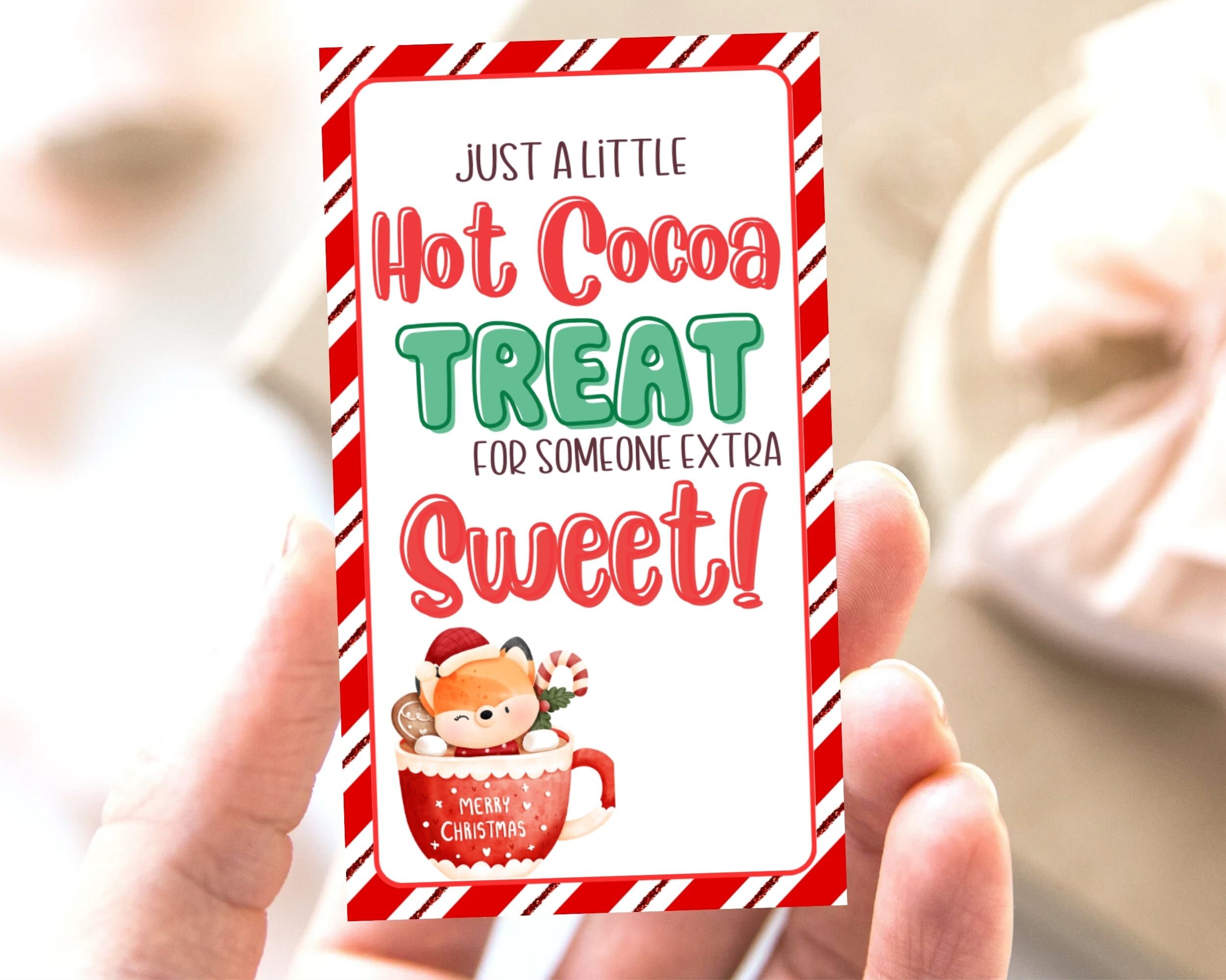 Hot Cocoa Christmas Gift Tag, Hot Chocolate Mix Christmas Treat Tag ...