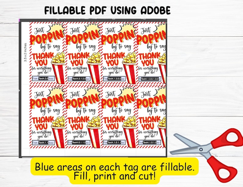 Popcorn Gift Tag Popcorn Appreciation Tag Poppin by to Say - Etsy