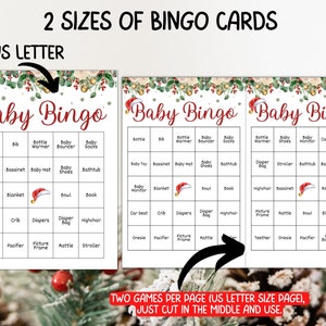 50 Christmas Baby Shower Baby Bingo Cards, Santa Baby Shower Games ...