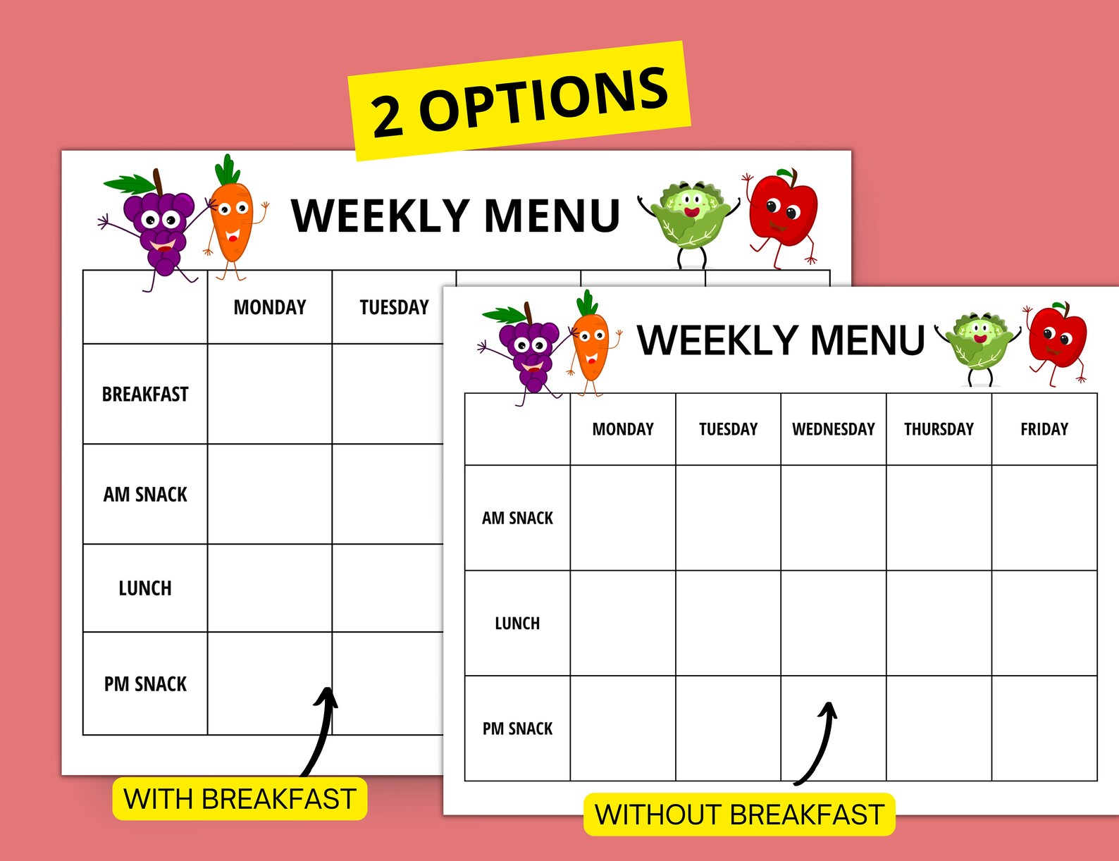 Daycare Menu Weekly, Preschool Menu, Weekly Lunch Menu for Daycare ...