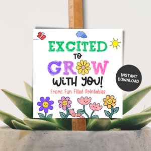 First Day of School Teacher Gift Tag, Excited to Grow With You Teacher ...