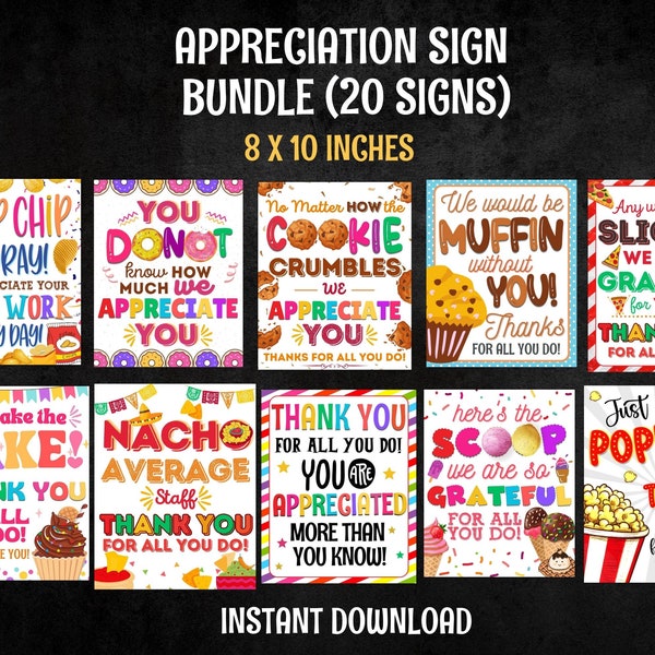 Employee Appreciation Signs Printable - Etsy