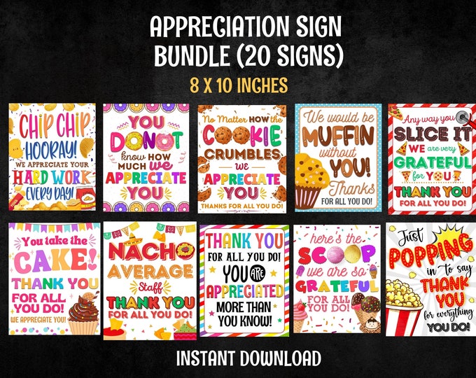 Appreciation Sign Bundle, Teacher Appreciation, Staff Appreciation ...