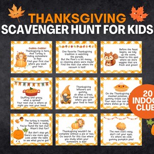 Thanksgiving Scavenger Hunt, Indoor Treasure Hunt Riddles Clue ...