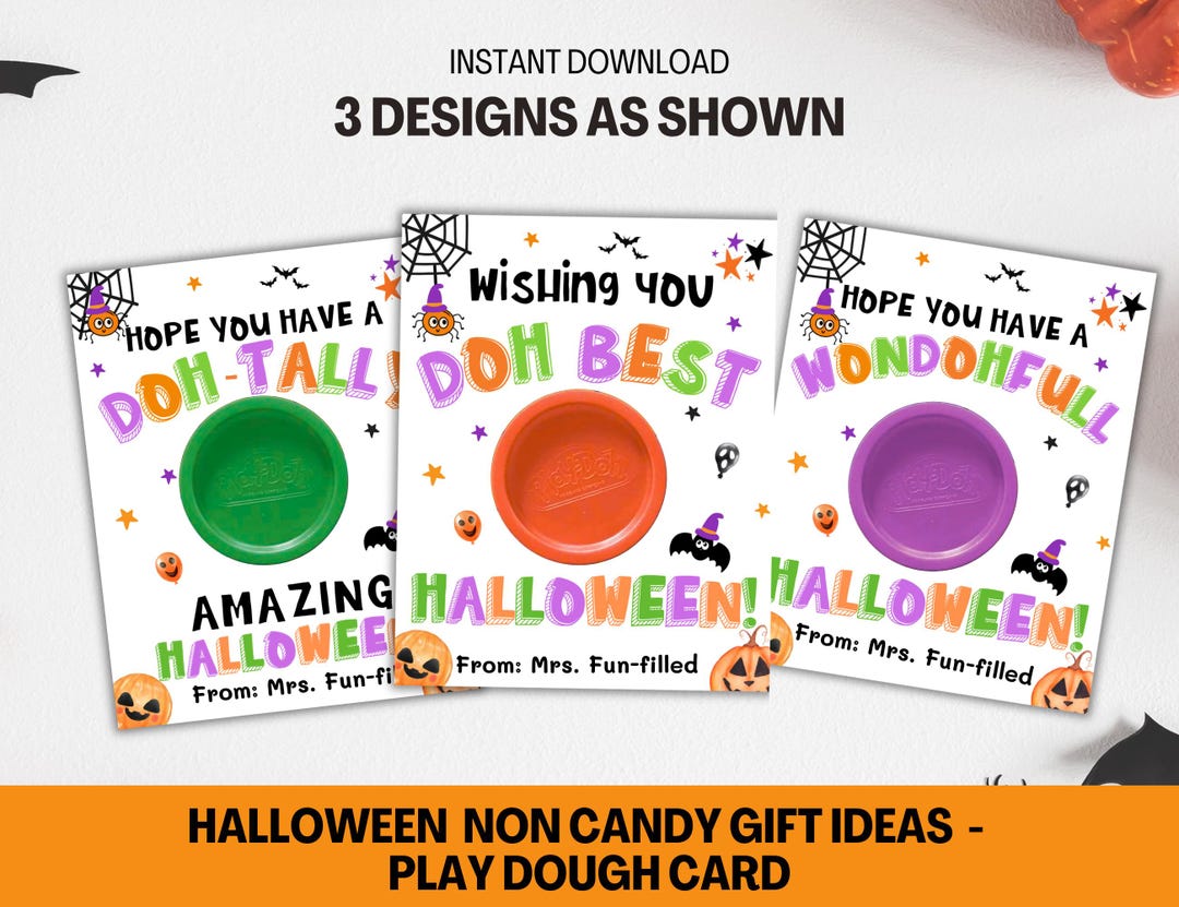Halloween Playdough Printable Gift Holder, Playdough Favors Tag, Non ...