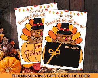 Happy Thanksgiving Printable Gift Card Holderemployee - Etsy