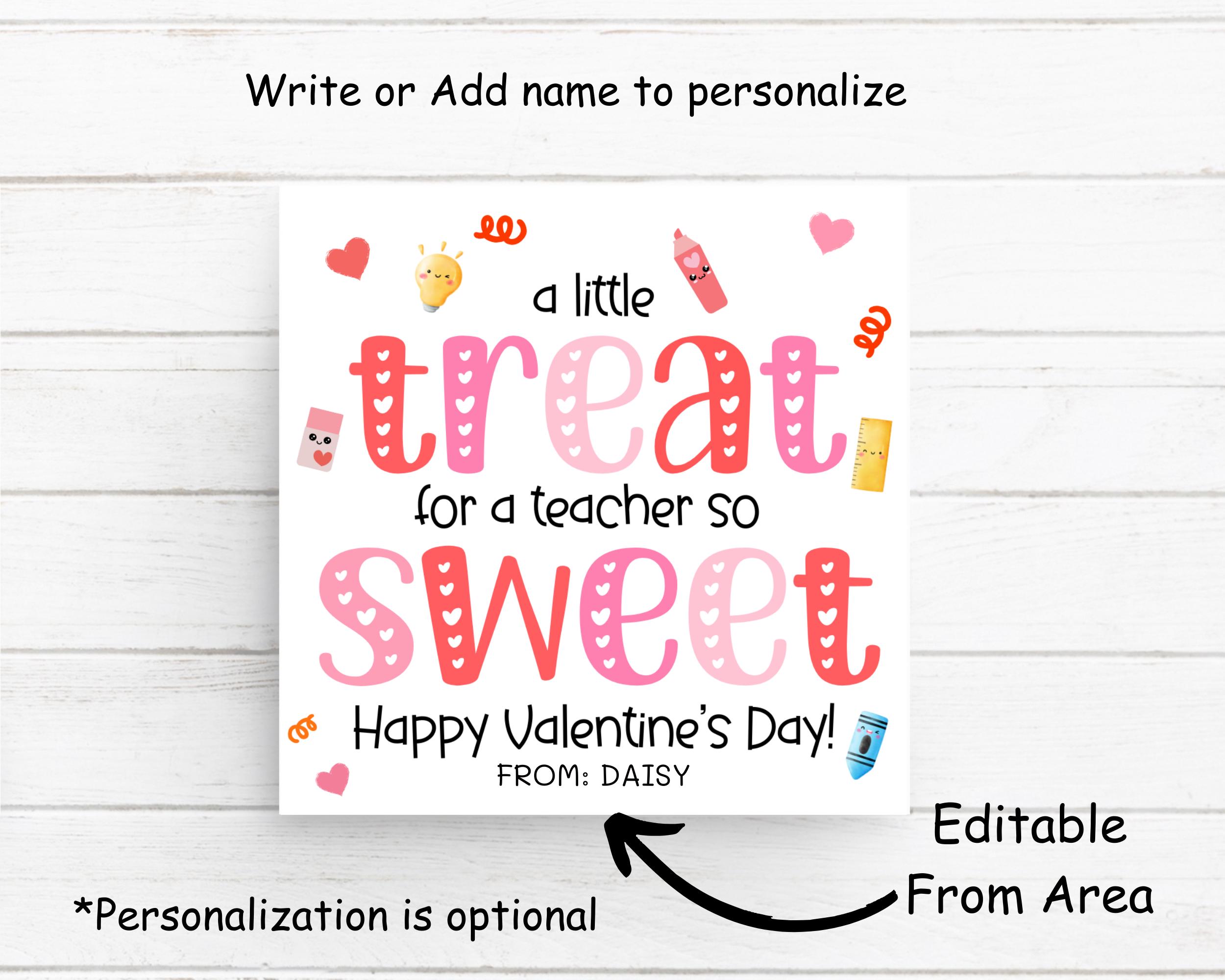 Teacher Valentine's Gift Tags, Valentines Teacher Tag, Printable ...