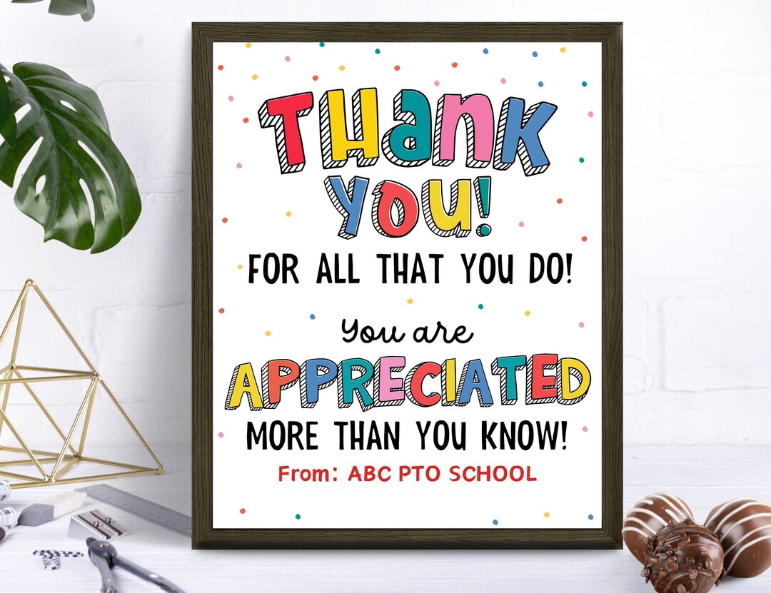 Teacher Staff Appreciation Sign, Teacher Appreciation Week, Thank You ...