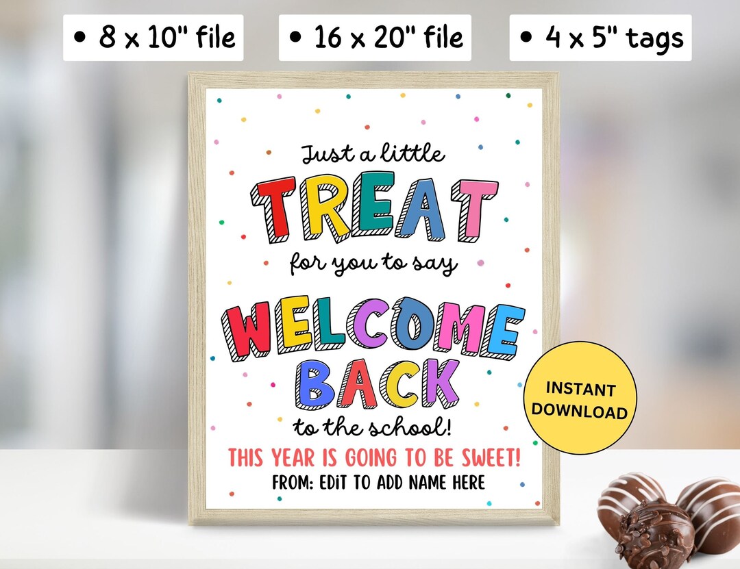 Welcome Back to School Sign Printable Treat Tags, First Day of School ...