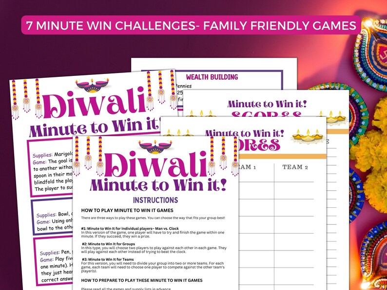 18 Diwali Games Bundle, Diwali Games for Adults, Kids, Diwali Party ...