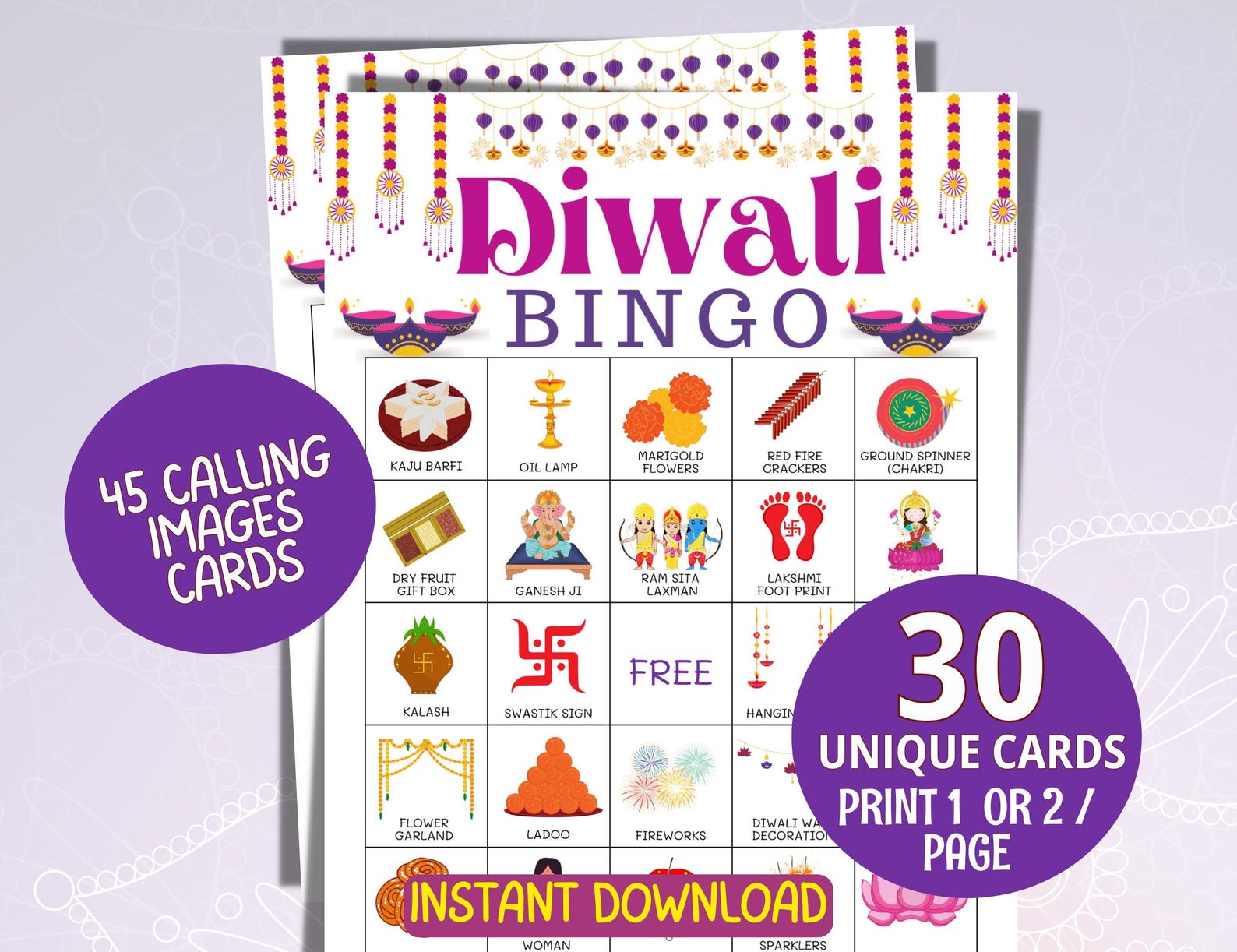 Diwali Game, Diwali Bingo, Diwali Party Games, 30 Diwali Bingo Cards ...