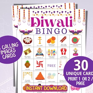 Diwali Game, Diwali Bingo, Diwali Party Games, 30 Diwali Bingo Cards ...