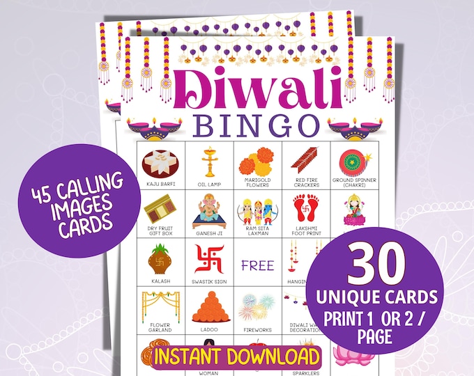 Diwali Game, Diwali Bingo, Diwali Party Games, 30 Diwali Bingo Cards ...
