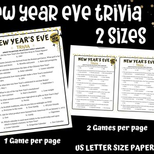New Years Eve Trivia Game, 2024 New Years Eve Game, New Years Party ...