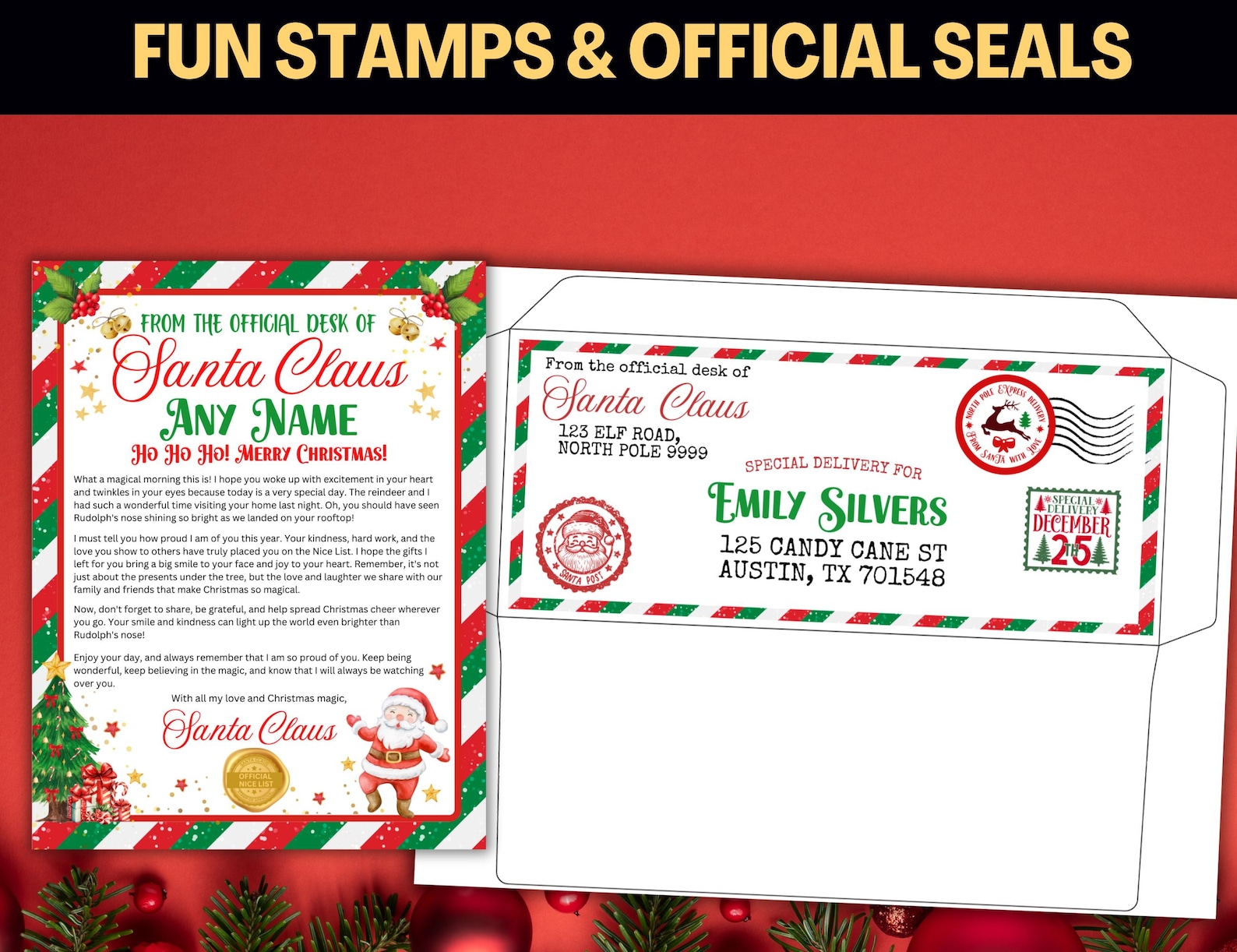 Santa Letters Bundle- EDITABLE Letter From Santa, Nice List Certificate ...