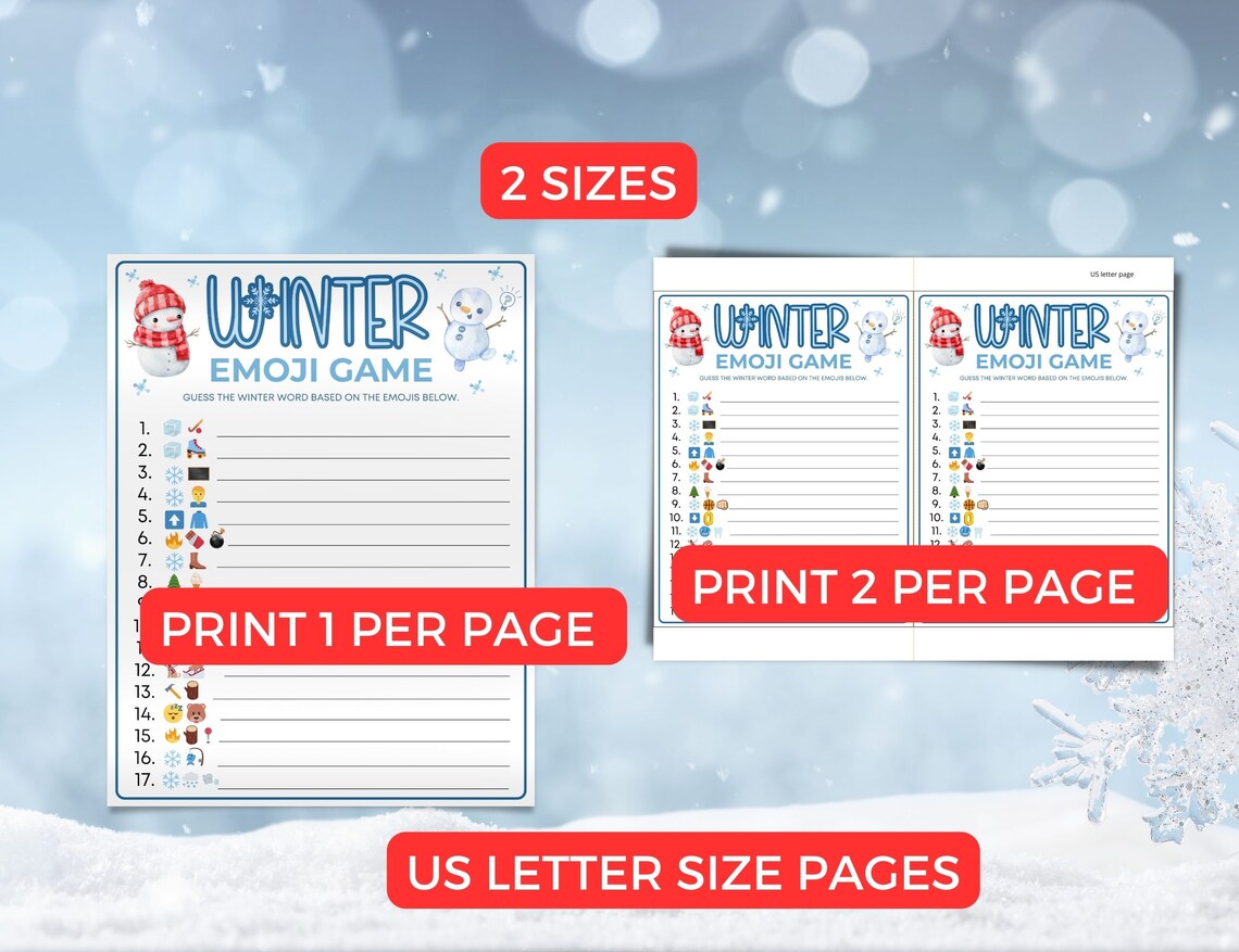 Winter Emoji Game, Printable Winter Games, Fun Winter Activities for ...