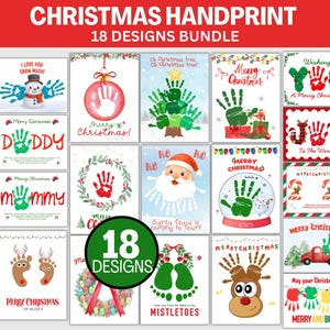 Christmas Handprint Art Bundle, 2O25 Holiday Handprint Keepsake for ...