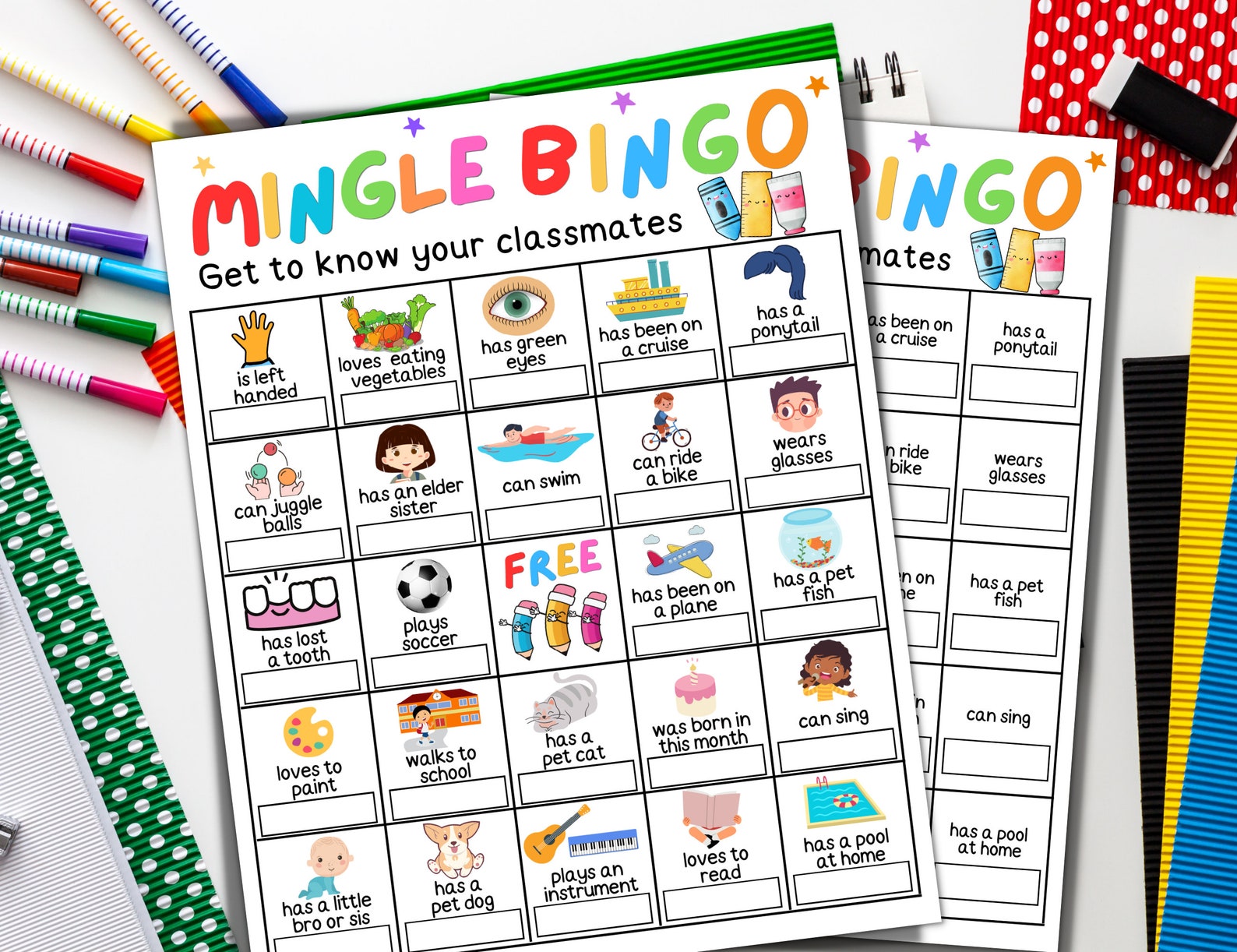 Back to School Bingo, Mix and Mingle Bingo, Get to Know You Icebreaker ...