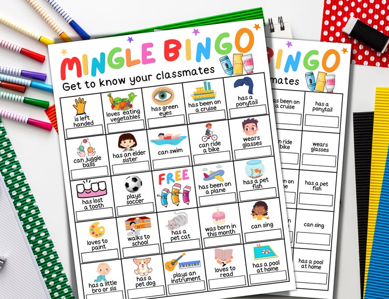 Back to School Bingo, Mix and Mingle Bingo, Get to Know You Icebreaker ...