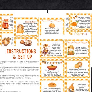 Thanksgiving Scavenger Hunt, Indoor Treasure Hunt Riddles Clue ...