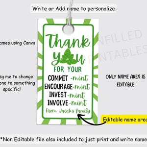 Thank You Mint Gift Tags, Employee Appreciation Tags, Mint Gum Gift ...