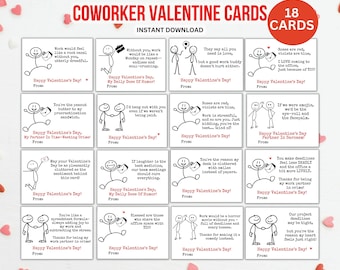 Funny Office Coworker Printable Valentines Day Cards PDF, Office Humor ...