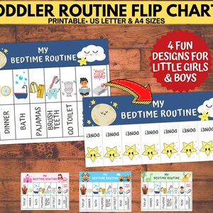 Daily Routine Flip Chart, Kids Toddler Bedtime Routine Chart, Visual ...