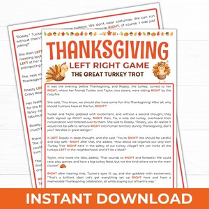 Left Right Thanksgiving Game Kids, Printable Thanksgiving Party Game ...