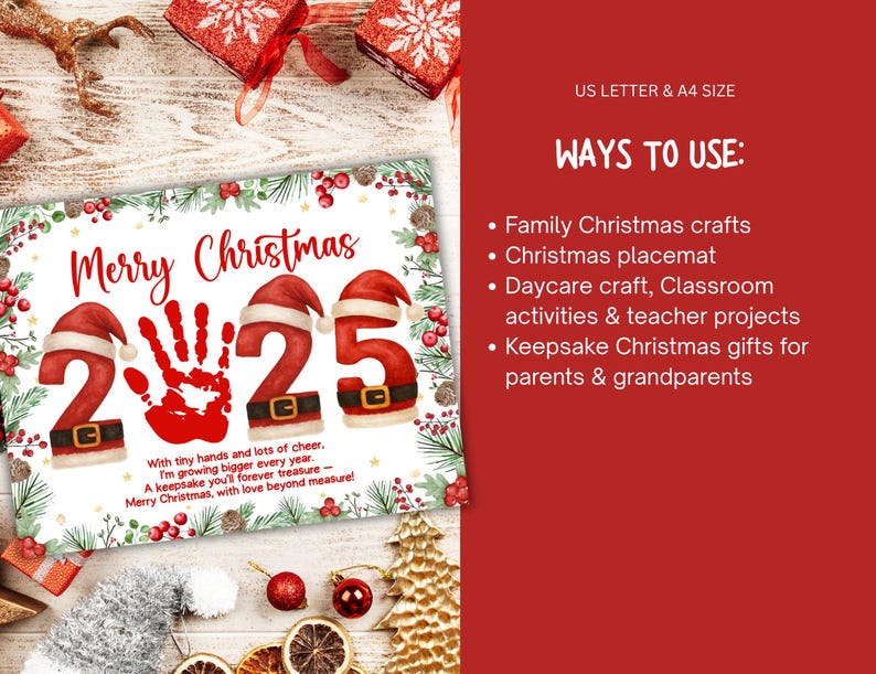 Christmas Handprint Art Poem, Kids Toddler Santa Handprint Craft ...