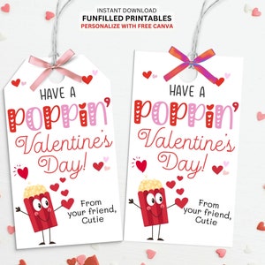 Popcorn Valentine, Poppin Valentine Tag, Classroom Valentines Day Gift ...